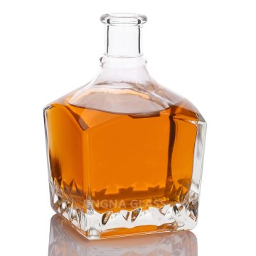 Carved Bottom Cube Glass Whisky spirit Bottle